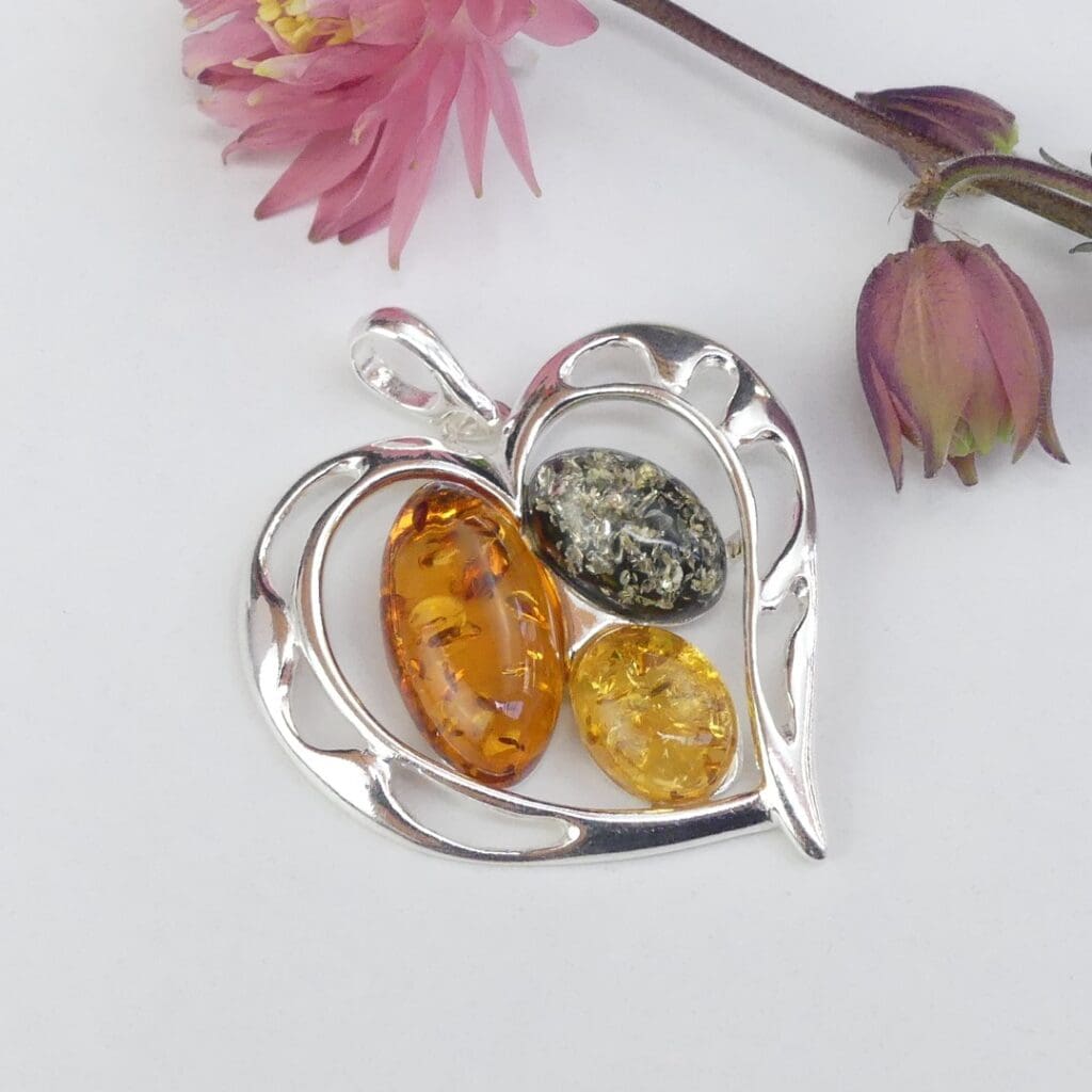 Amber Heart Pendant - The Crystal Barn